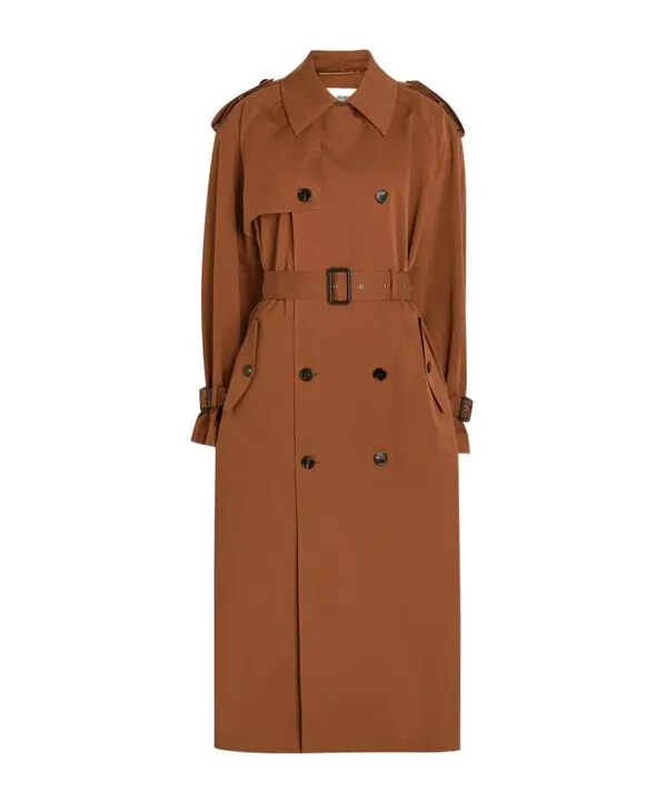Saint Laurent Double-breasted Cotton And Silk-blend Trench Coat - Brown