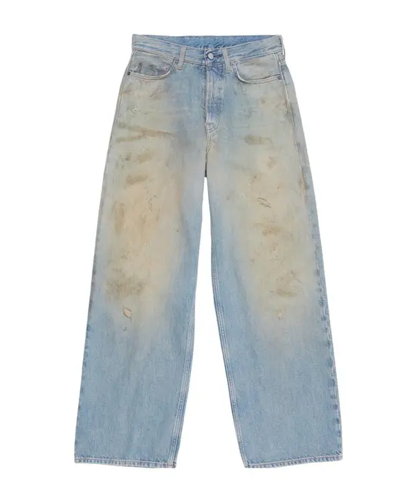Acne Studios Distressed Leather Patch Jeans