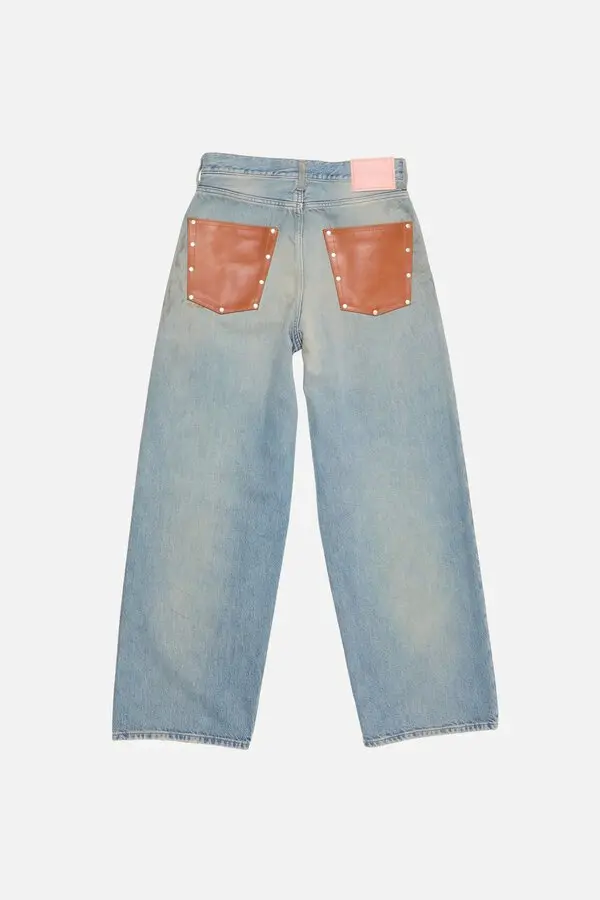 Acne Studios Distressed Leather Patch Jeans