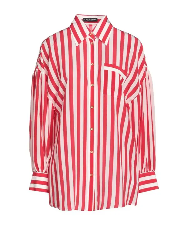 Dolce & Gabbana Striped Crepe Long-sleeve Shirt