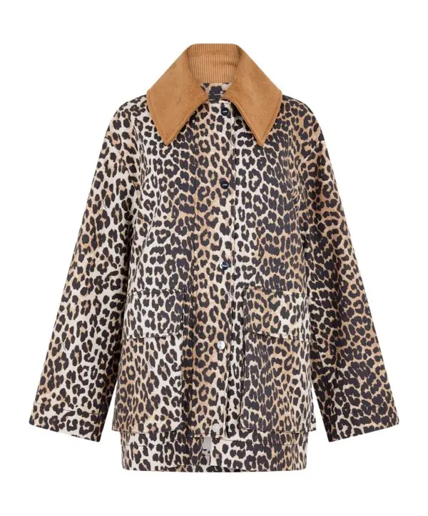 GANNI Leopard Print Casual Jacket