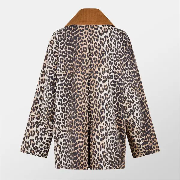 GANNI Leopard Print Casual Jacket