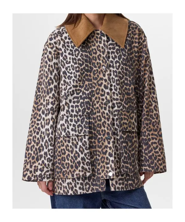GANNI Leopard Print Casual Jacket
