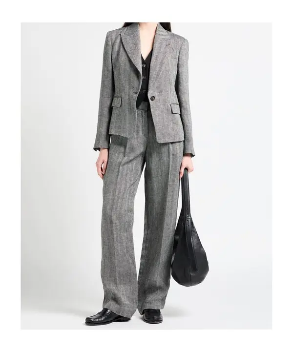 Brunello Cucinelli Single-breasted Herringbone Linen Blazer