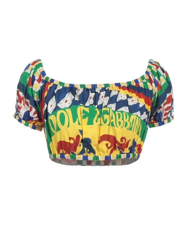 Dolce & Gabbana Off-shoulder Printed Crop Top