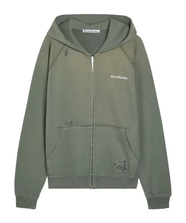 Acne Studios Logo Hooded Zip-through Cotton Sweatshirt