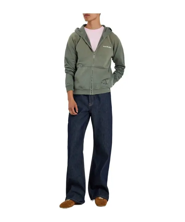 Acne Studios Logo Hooded Zip-through Cotton Sweatshirt