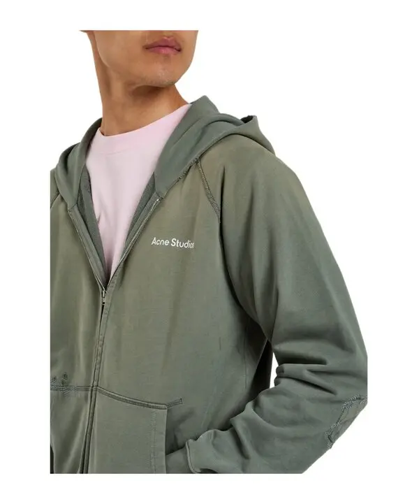 Acne Studios Logo Hooded Zip-through Cotton Sweatshirt
