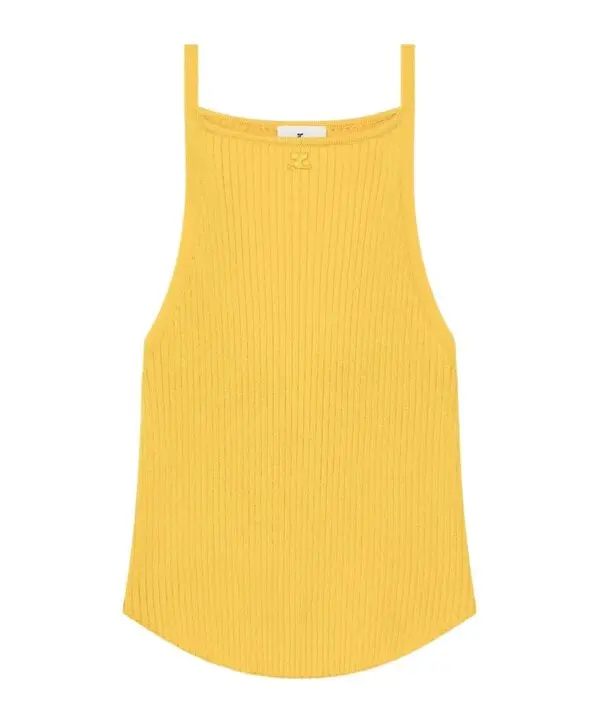 COURREGES Courrèges Sleeveless Rib Knit Top With Embroidered Logo