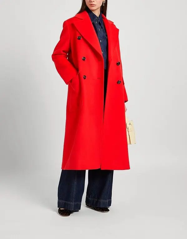 MAXCO. Belted Wool Coat With Notched Lapel