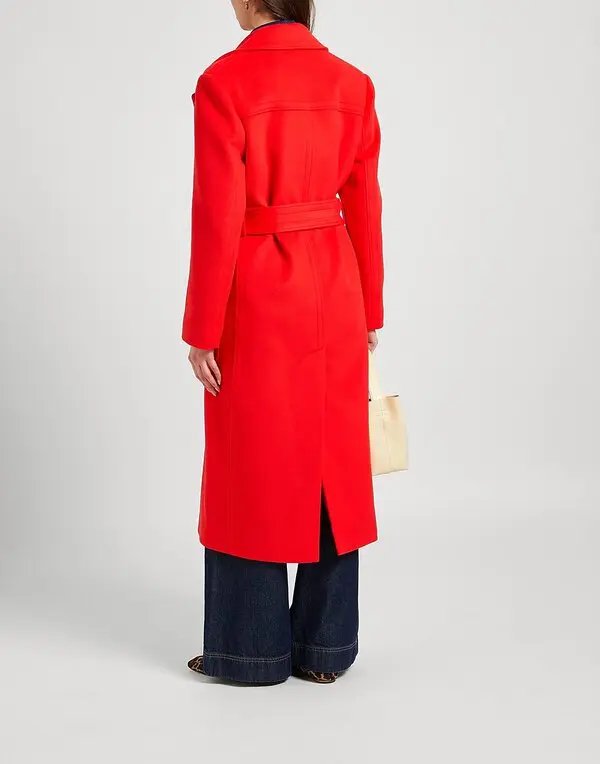 MAXCO. Belted Wool Coat With Notched Lapel