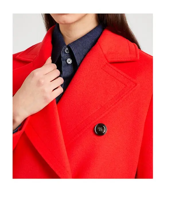 MAXCO. Belted Wool Coat With Notched Lapel