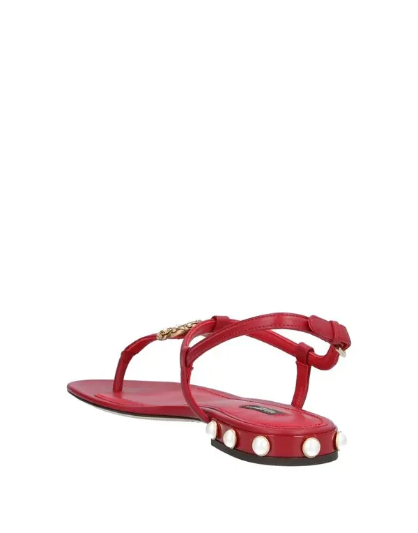 Dolce & Gabbana Embellished Leather Thong Sandals