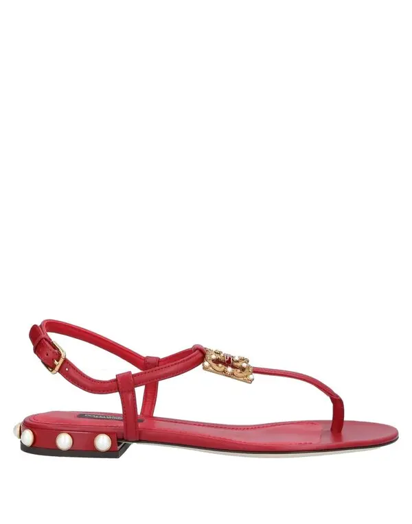 Dolce & Gabbana Embellished Leather Thong Sandals