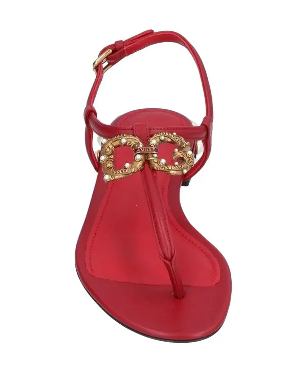 Dolce & Gabbana Embellished Leather Thong Sandals