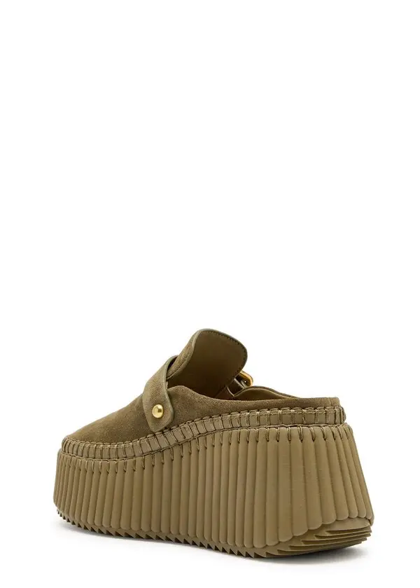 Chloé Platform Wedge Suede Mules