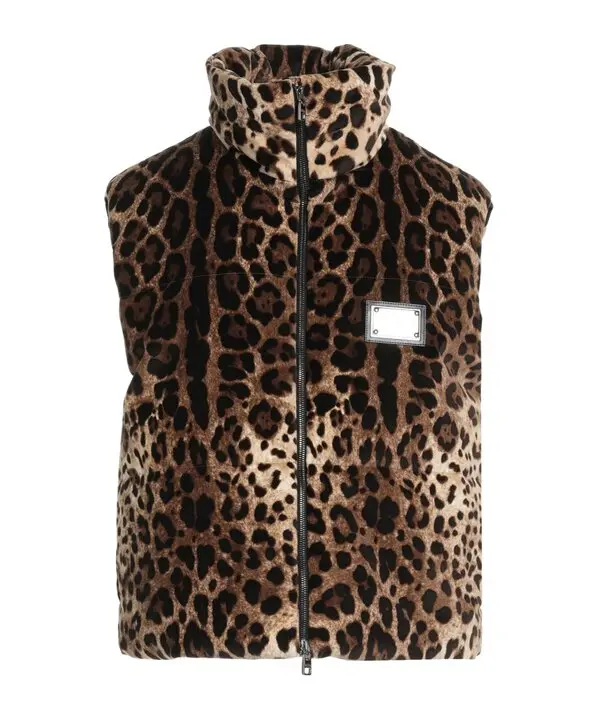 Dolce & Gabbana Leopard Print Sleeveless Velvet Vest - Black