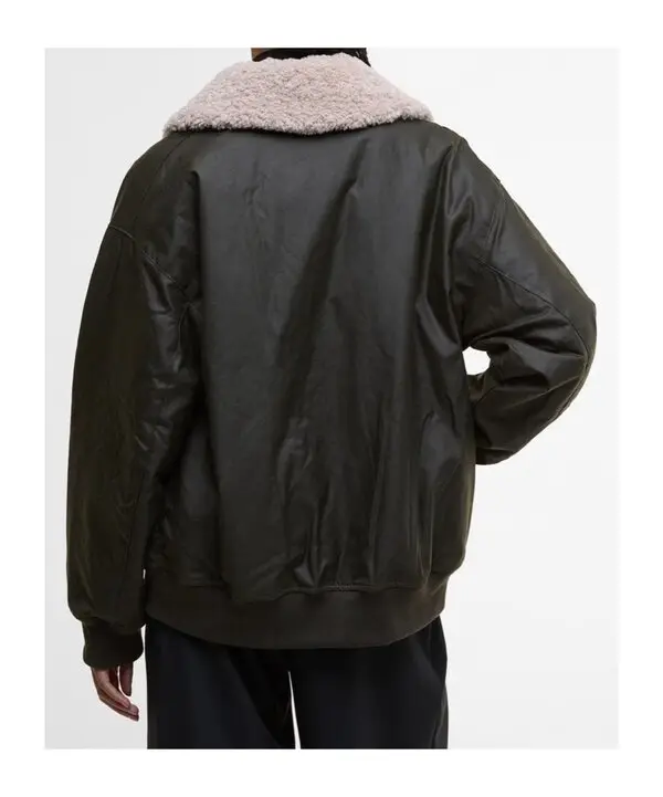 Barbour Maxine Waxed Bomber Jacket With Fur Collar