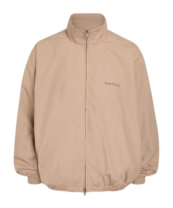 Acne Studios Cotton Zip-up Jacket With Embroidered Logo - Nude