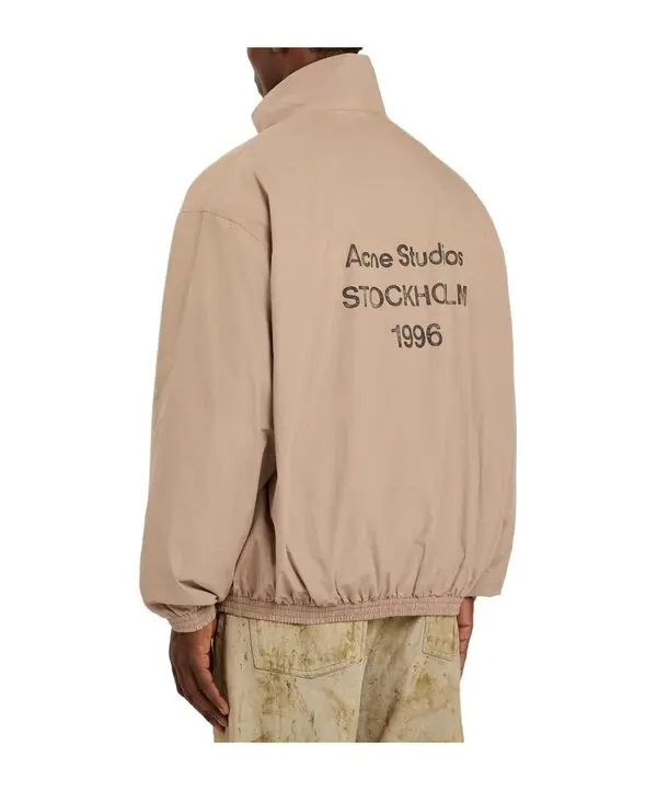 Acne Studios Cotton Zip-up Jacket With Embroidered Logo - Nude