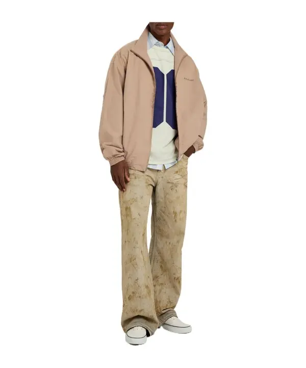 Acne Studios Cotton Zip-up Jacket With Embroidered Logo - Nude