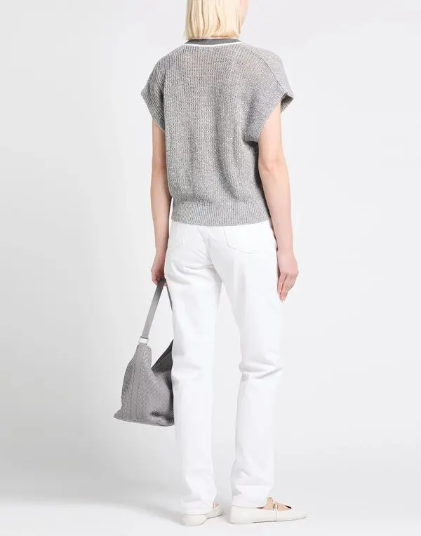 Brunello Cucinelli Lightweight Knitted T-shirt With Sequins - Gray