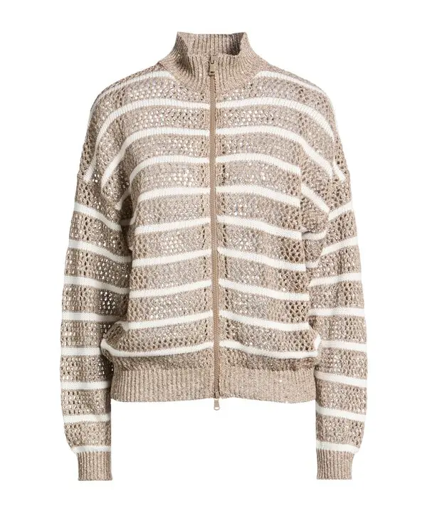Brunello Cucinelli Two-tone Open-knit Cardigan