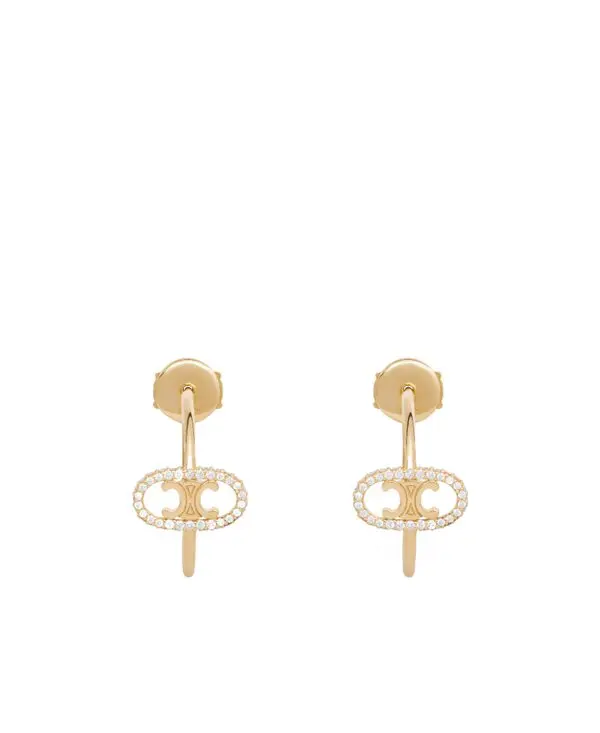 Celine Maillon Triomphe Hoop Earrings With Diamonds In Gold