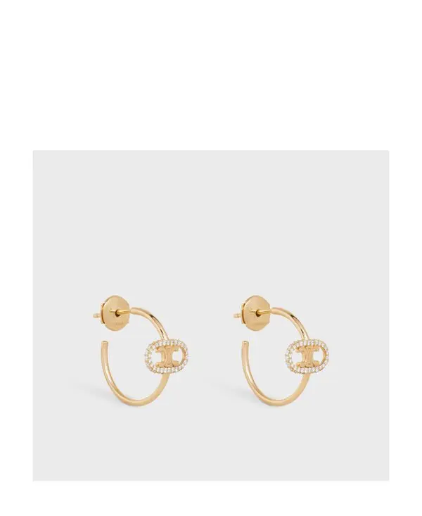 Celine Maillon Triomphe Hoop Earrings With Diamonds In Gold