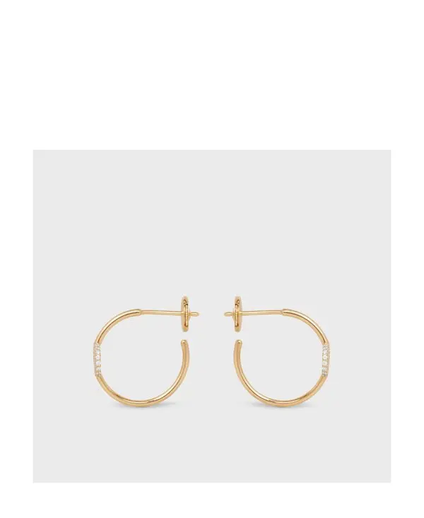 Celine Maillon Triomphe Hoop Earrings With Diamonds In Gold