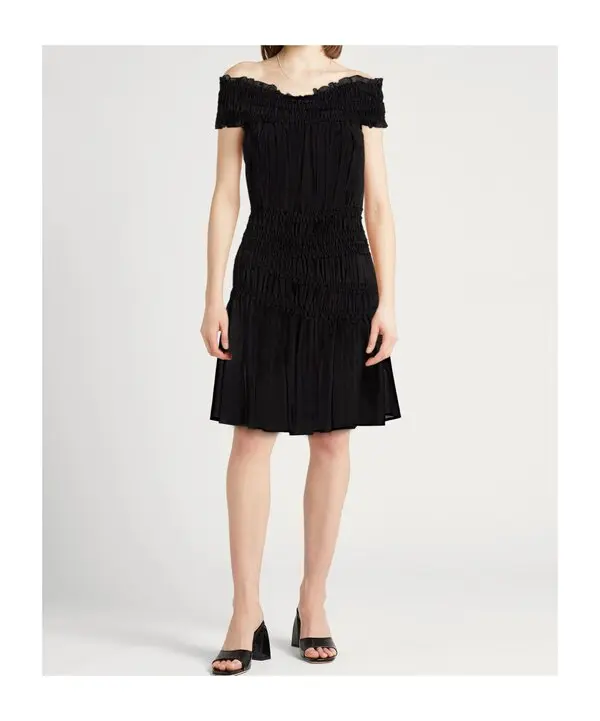 Tory Burch Off-the-shoulder Mini Dress With Elasticated Details