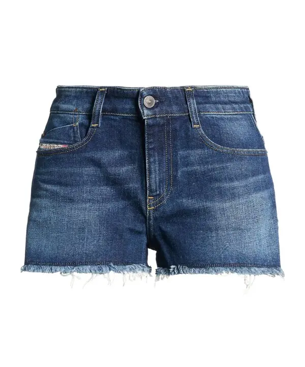 DIESEL® Medium Wash Denim Hot Shorts With Frayed Hem