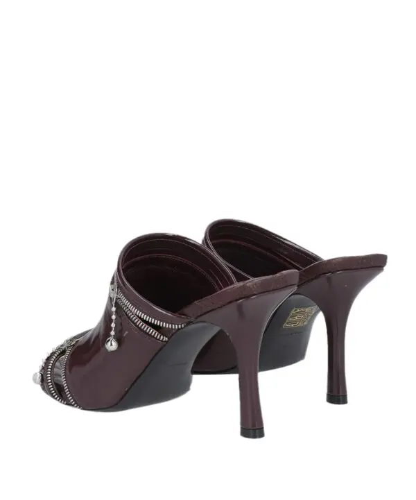 Burberry Glossy Leather Slide Sandals With Embellishments