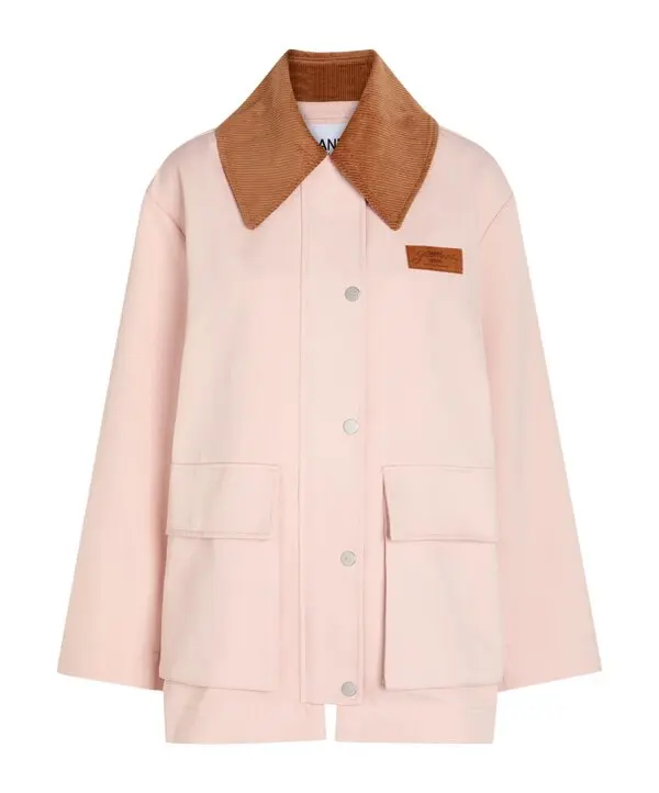 GANNI Corduroy-collar Twill Jacket