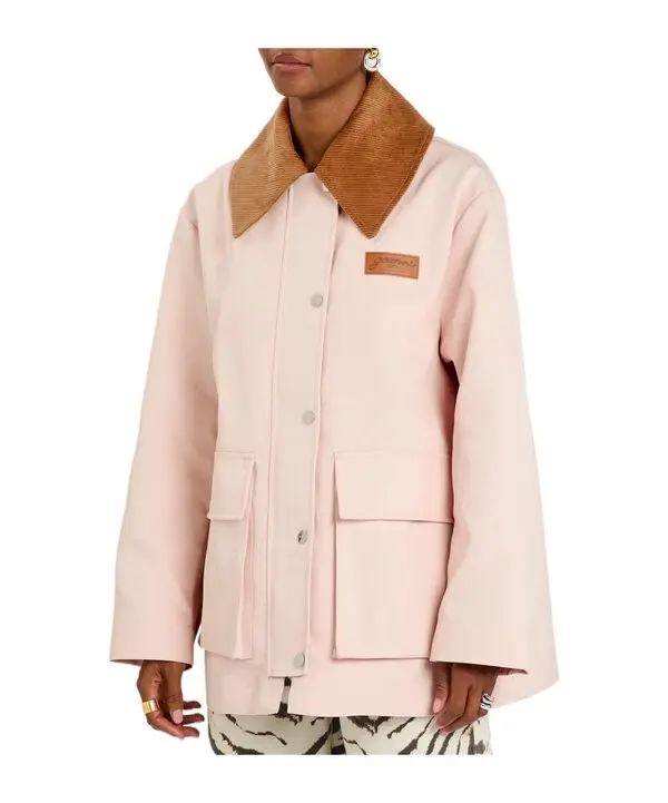 GANNI Corduroy-collar Twill Jacket