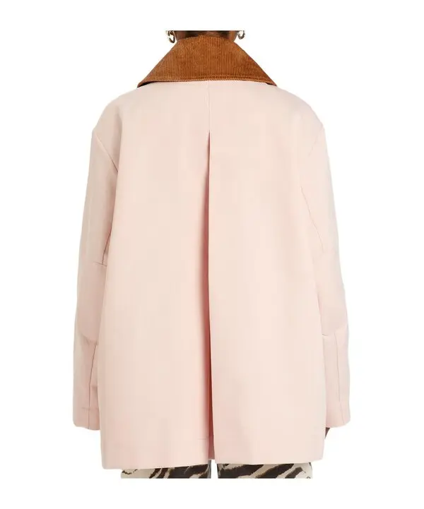 GANNI Corduroy-collar Twill Jacket