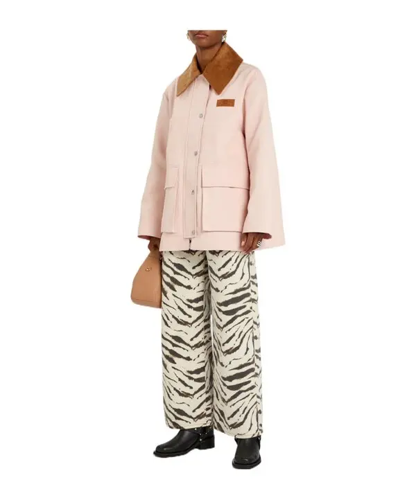 GANNI Corduroy-collar Twill Jacket