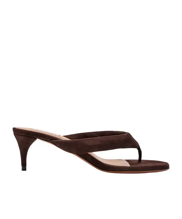 Alaïa Suede Thong Heeled Sandals - Black