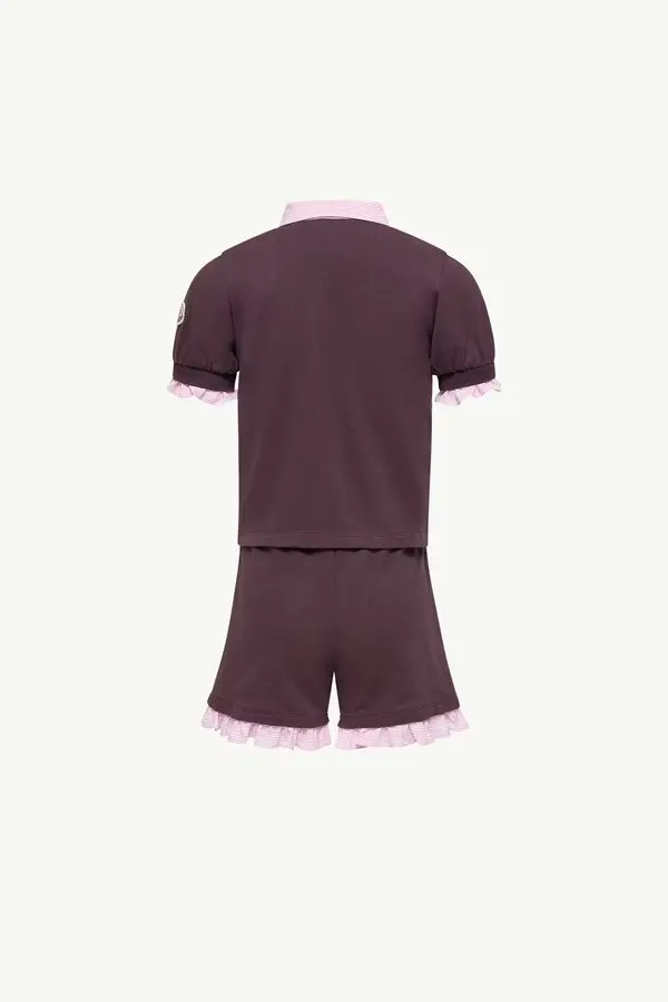 Moncler Ruffled Trim Polo Shirt And Shorts Set