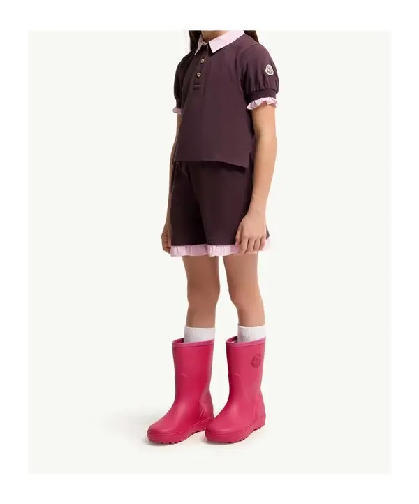 Moncler Ruffled Trim Polo Shirt And Shorts Set
