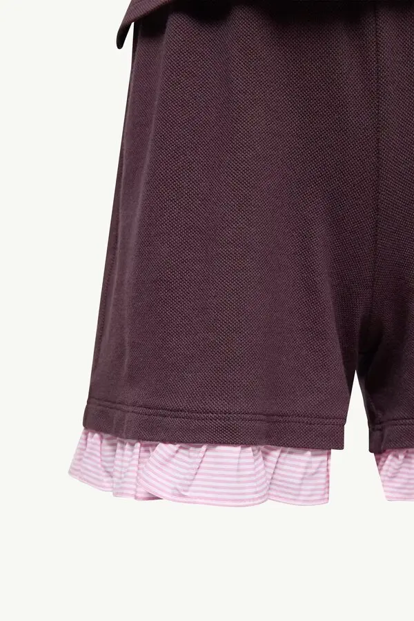 Moncler Ruffled Trim Polo Shirt And Shorts Set