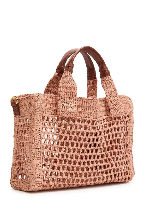 Chloé Raffia Tote Bag With Leather Handles And Charm