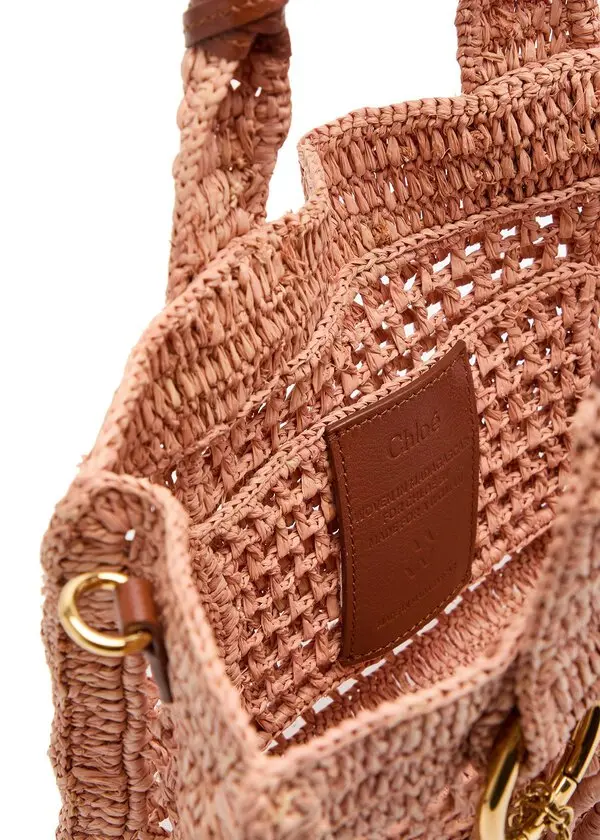 Chloé Raffia Tote Bag With Leather Handles And Charm