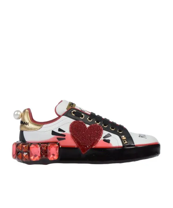 Dolce & Gabbana Embellished Two-tone Leather Low-top Sneakers - Black
