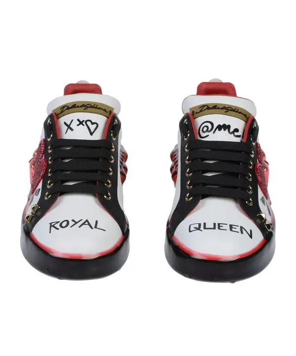 Dolce & Gabbana Embellished Two-tone Leather Low-top Sneakers