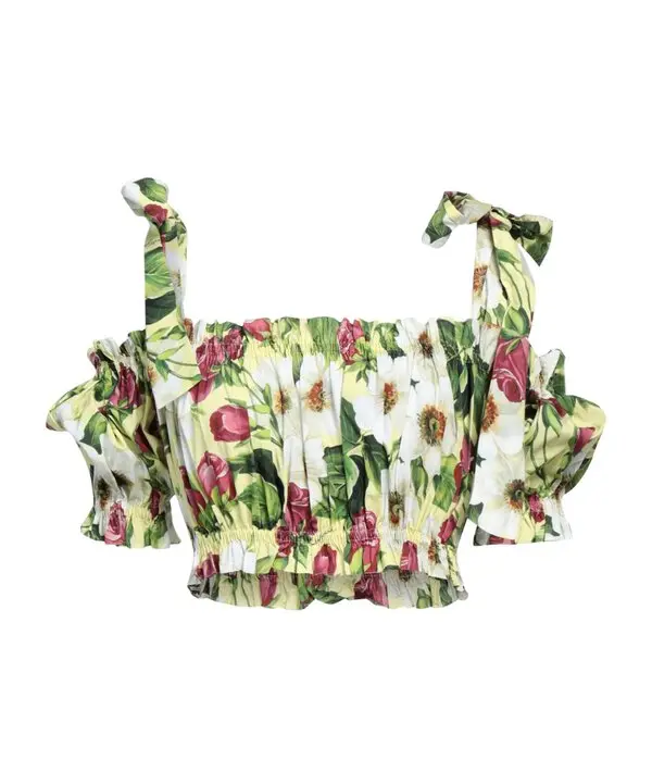 Dolce & Gabbana Floral Printed Off-shoulder Short Sleeve Top