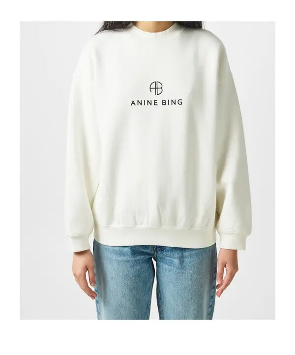 ANINE BING Long Sleeve Crewneck Sweatshirt With Logo