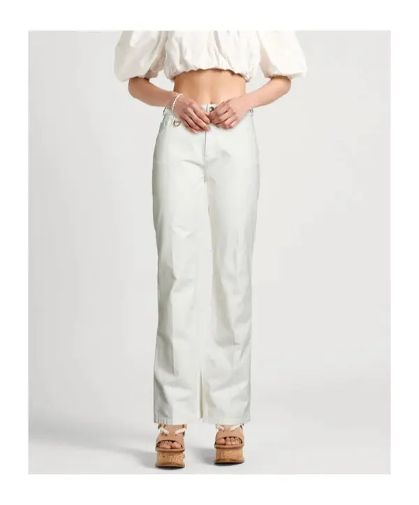 Chloé Straight-leg Canvas Pants With Button Embellishments And Strap Detailing