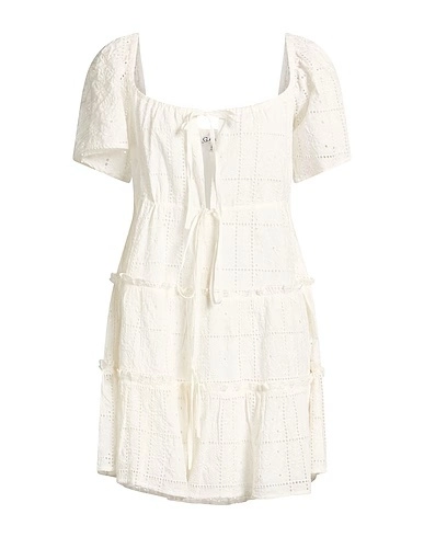 GANNI Broderie Anglaise Mini Dress With Lace-up Neckline