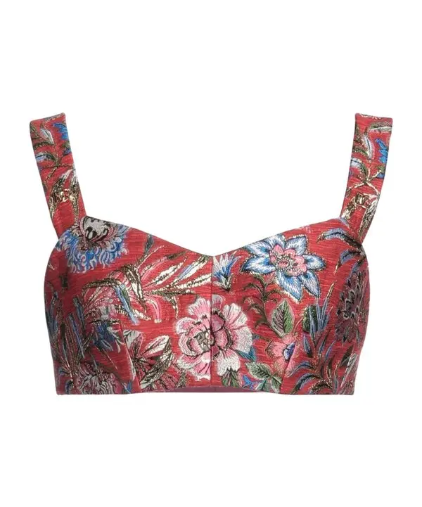 Dolce & Gabbana Sleeveless Floral Brocade Sweetheart Neckline Crop Top